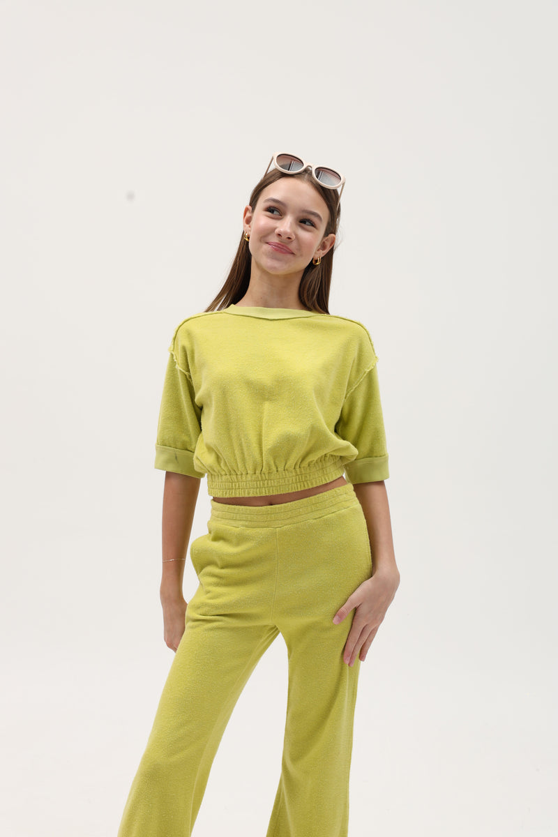 TERRY CLOTH ELBOW SLEEVE PULLOVER – TENLY